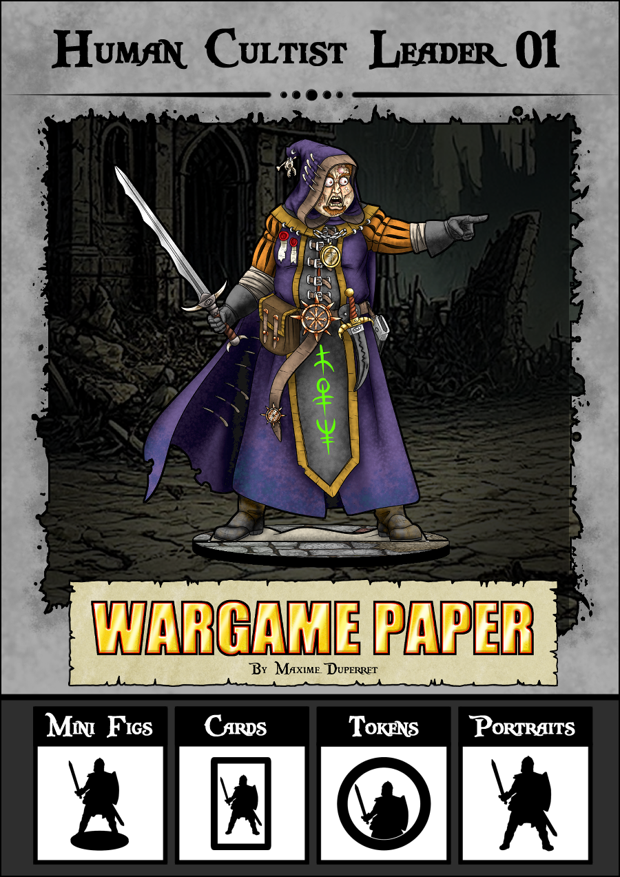 Human Cultist Leader 01 - Customizable and Printable Paper Mini ...