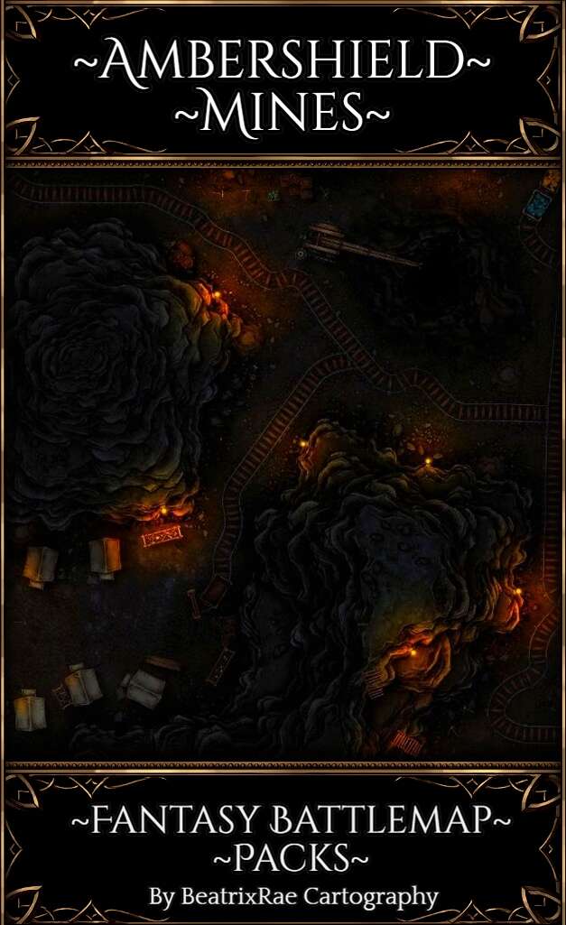 AmberShield Mines {Fantasy Battlemap Pack} 60x45 - BeatrixRae Cartography | DriveThruRPG