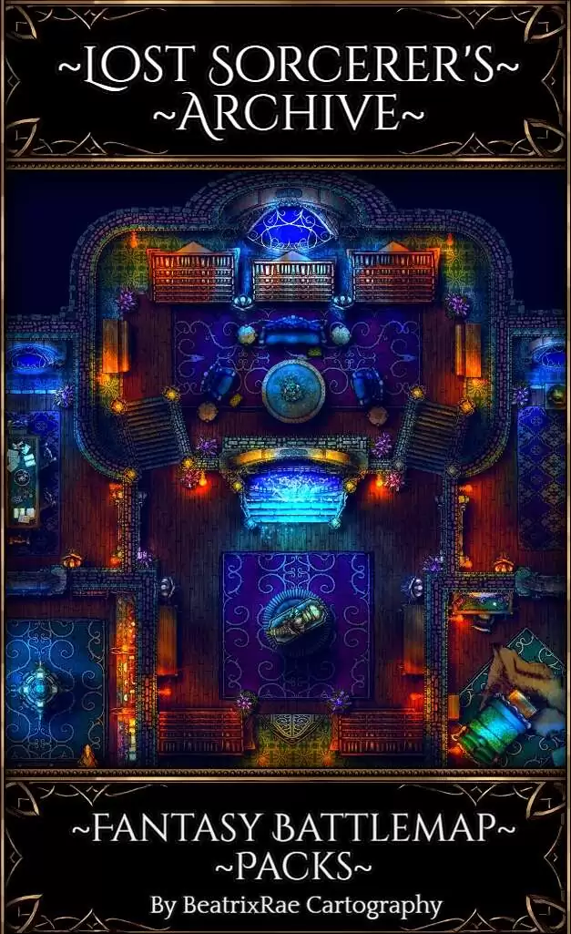Lost Sorcerer's Archive {Fantasy Battlemap Pack} 60x45 - BeatrixRae ...