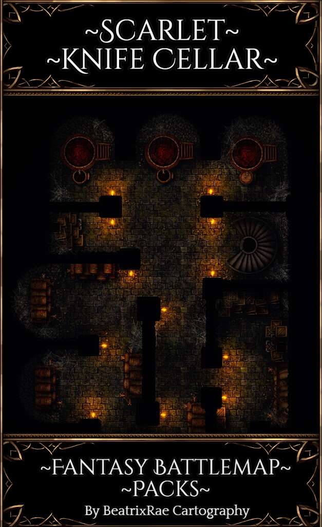 Scarlet Knife Cellar {Fantasy Battlemap Pack} 30x40 - BeatrixRae ...