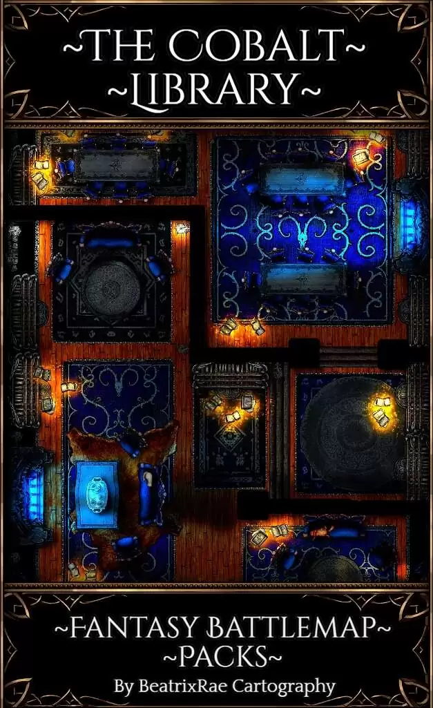The Cobalt Library {Fantasy Battlemap Pack} 30x40 - BeatrixRae ...