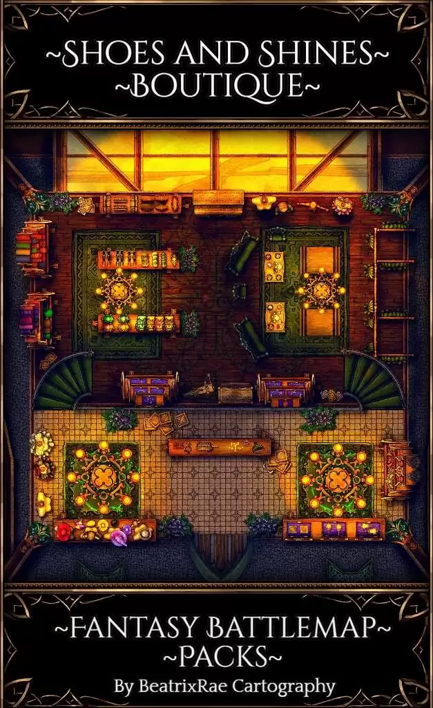 Shoes and Shines Boutique {Fantasy Battlemap Pack} 40x40 - BeatrixRae ...