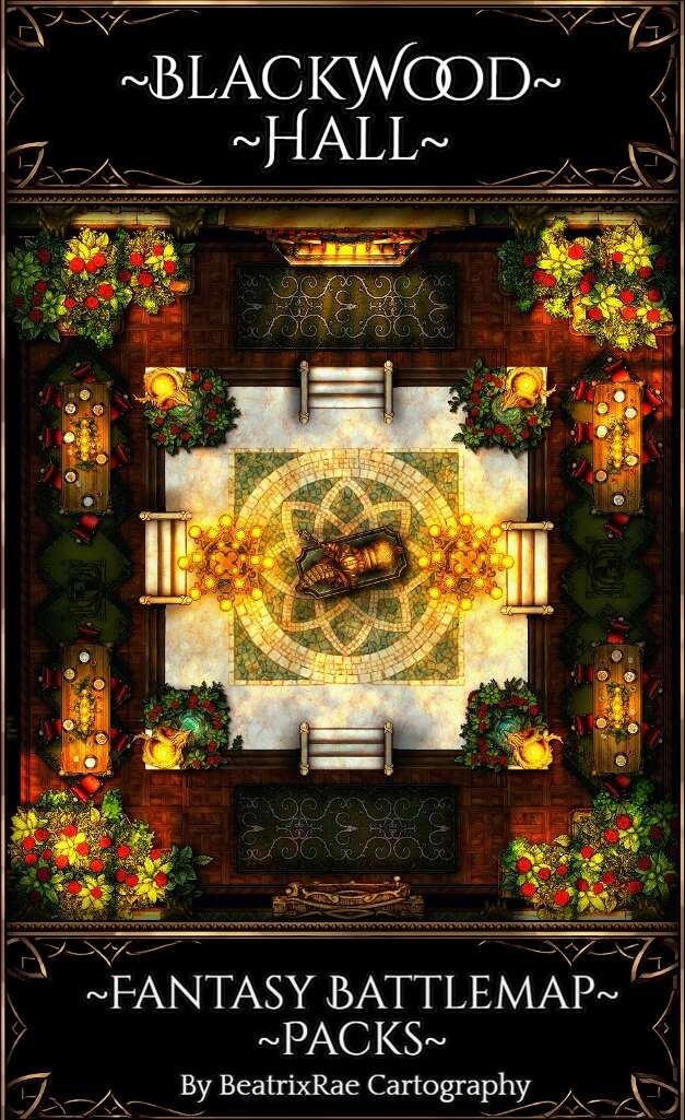 Blackwood Hall {Fantasy Battlemap Pack} 40x40 - BeatrixRae Cartography ...