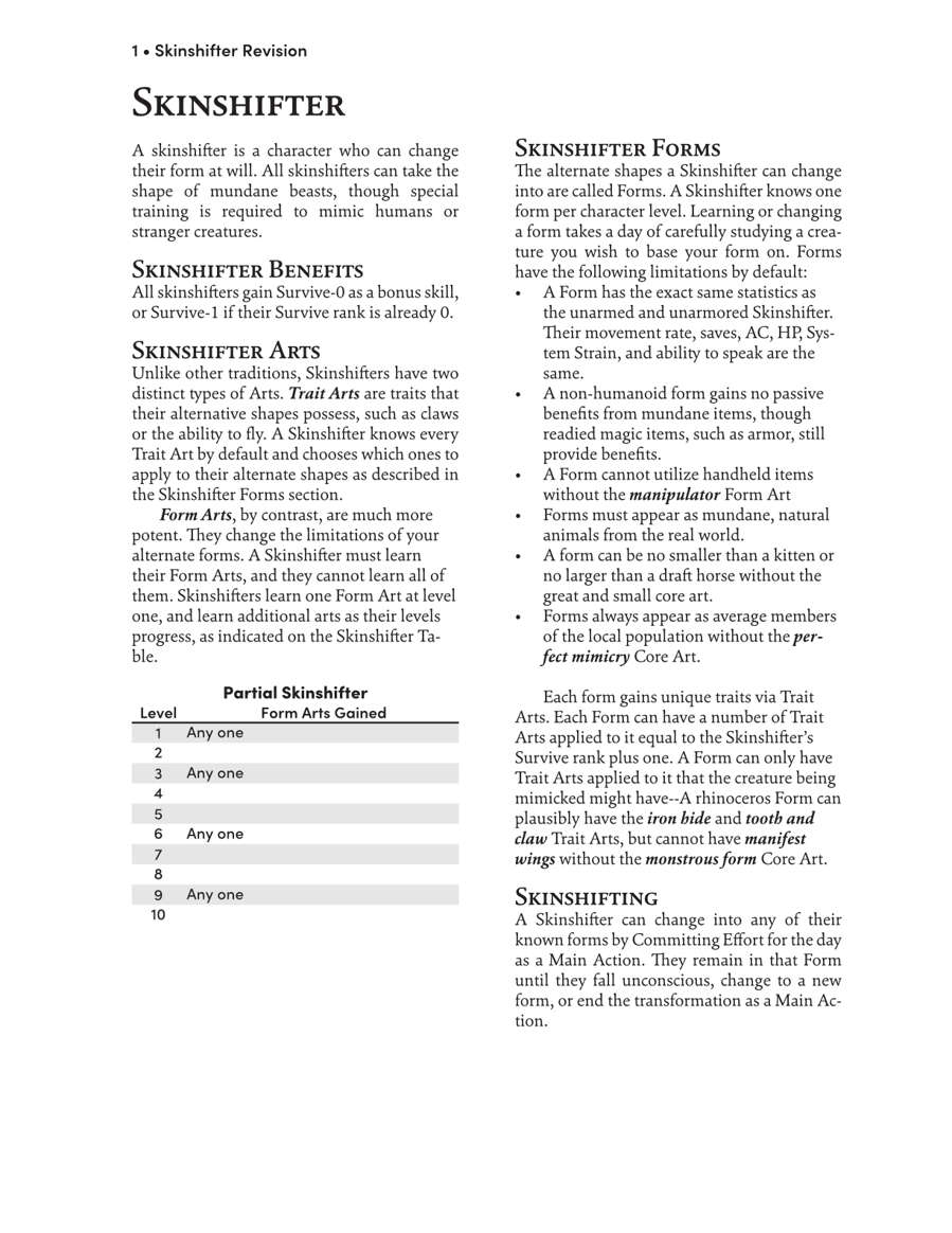 Revised Skinshifter for WWN - Alex Dworman | DriveThruRPG