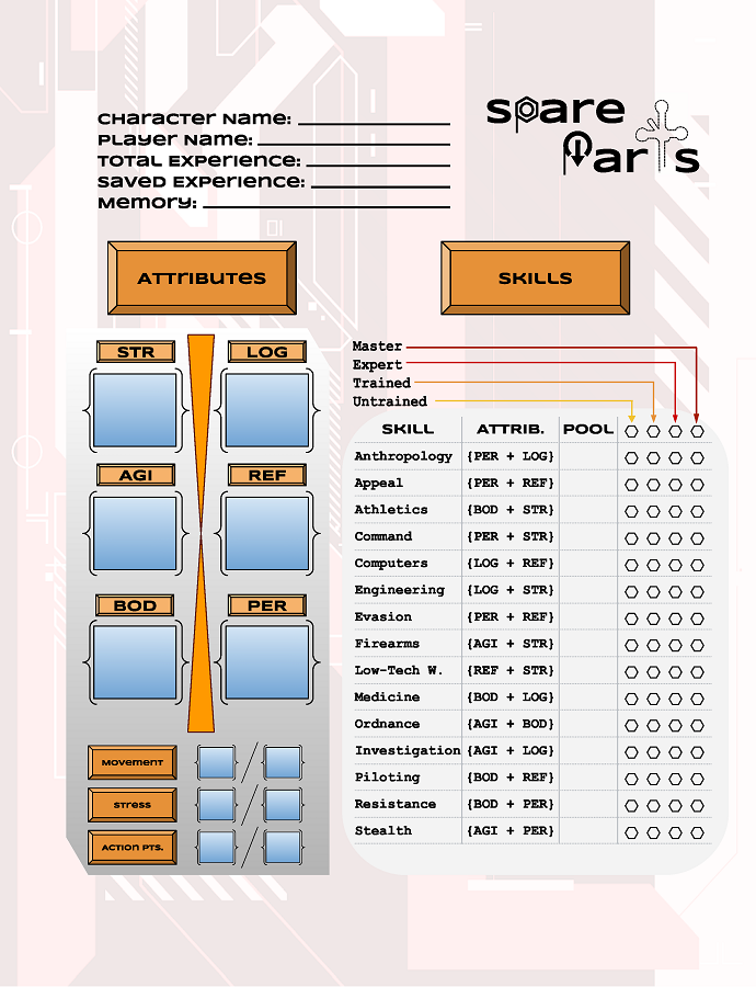 Spare Parts Form Fillable Character Sheet - Cogsworther's Workshop ...