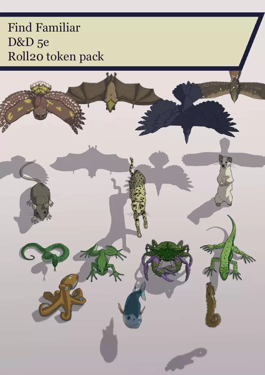 Find Familiar Roll20 token pack - Brieflysalmon | DriveThruRPG