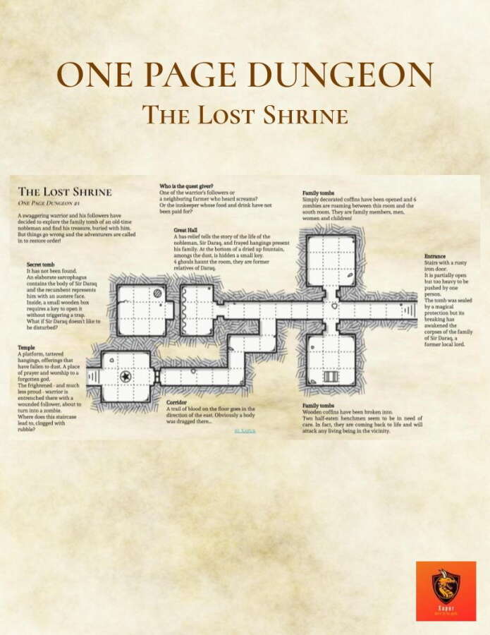 One Page Dungeon #1 - The Lost Shrine - Xapur_RPG | One Page Dungeons ...