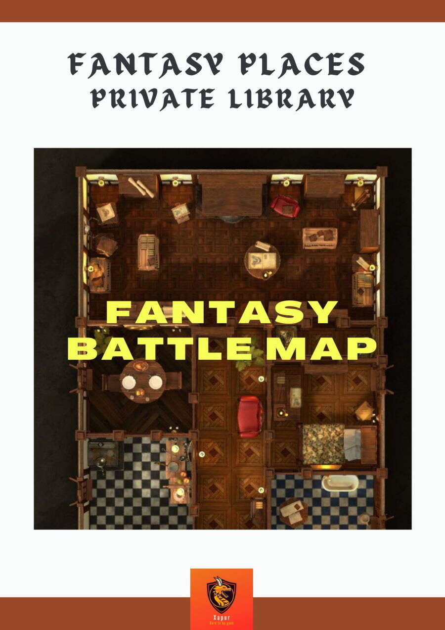 Fantasy Places: Private Library - Xapur_RPG | Battle maps | DriveThruRPG