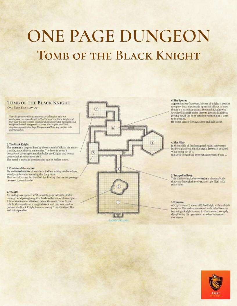 One Page Dungeon #7 - The Tomb of the Black Knight - Xapur_RPG | One ...