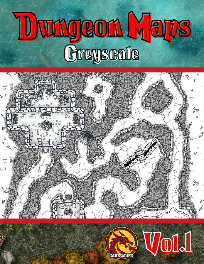 Dungeon Map Printer-Friendly Vol.1 (9 Maps) - Gadr Dungeon | DriveThruRPG