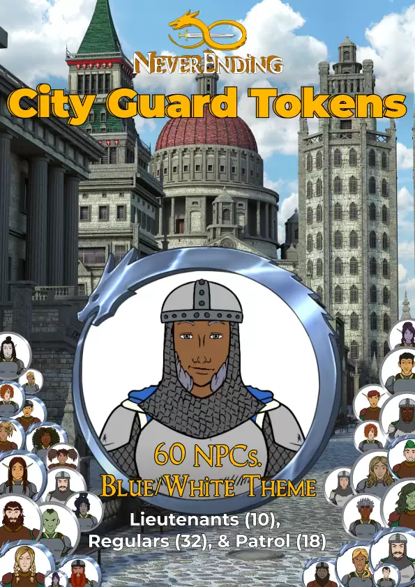 City Guard Token Pack - Blue & White - NeverEnding | DriveThruRPG