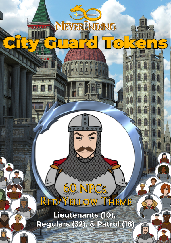 City Guard Token Pack - Red & Yellow - NeverEnding | DriveThruRPG