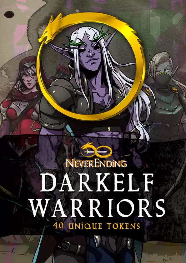 Darkelves Warrior Token Pack - NeverEnding | DriveThruRPG
