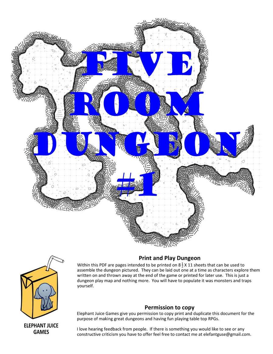 Print and Play Five Room Dungeon #1 - Elephant Juice | DriveThruRPG