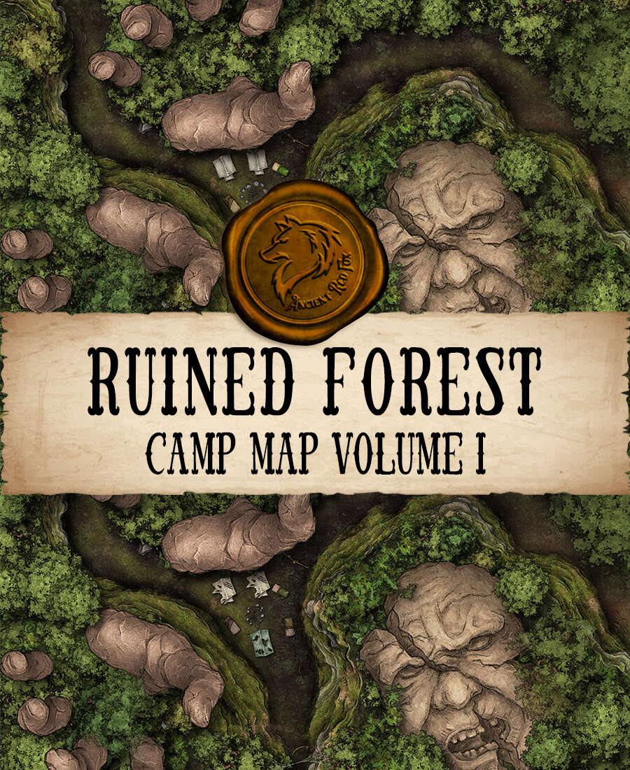 Ruined Forest Camp Map Set 1 - Ancient Red Fox | DriveThruRPG