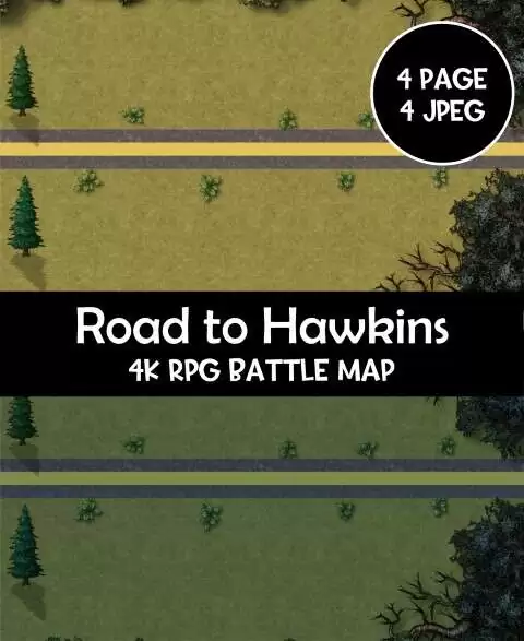 Road to Hawkins Rpg Battle Map - owlschoolmaps | DriveThruRPG