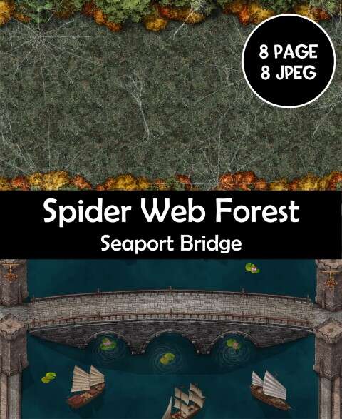 Spider Web Forest and seaport bridge map - owlschoolmaps | DriveThruRPG