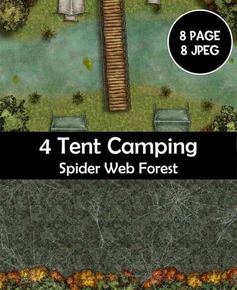 4 Tent camping and spider web forest map - owlschoolmaps | DriveThruRPG