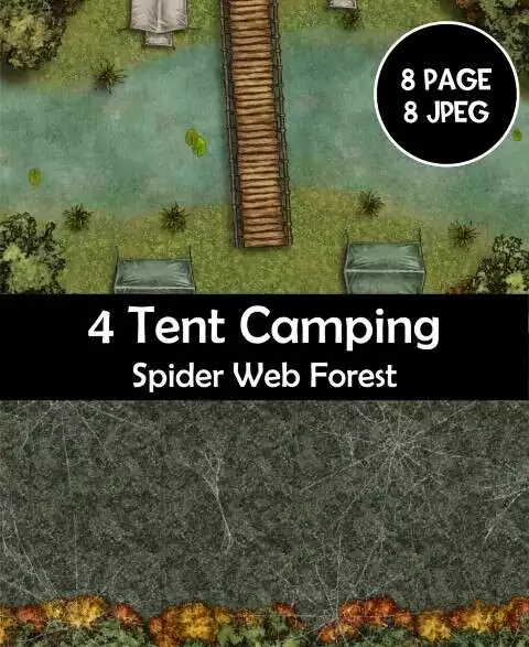 4 Tent camping and spider web forest map - owlschoolmaps | DriveThruRPG