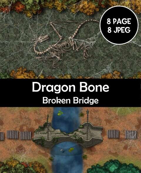 Dragon bone and broken bridge map - owlschoolmaps | DriveThruRPG