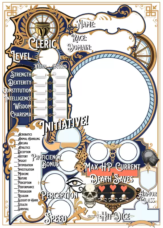Artisan 5E Cleric Character Sheet- Royal - Overland Trading Company Ltd ...