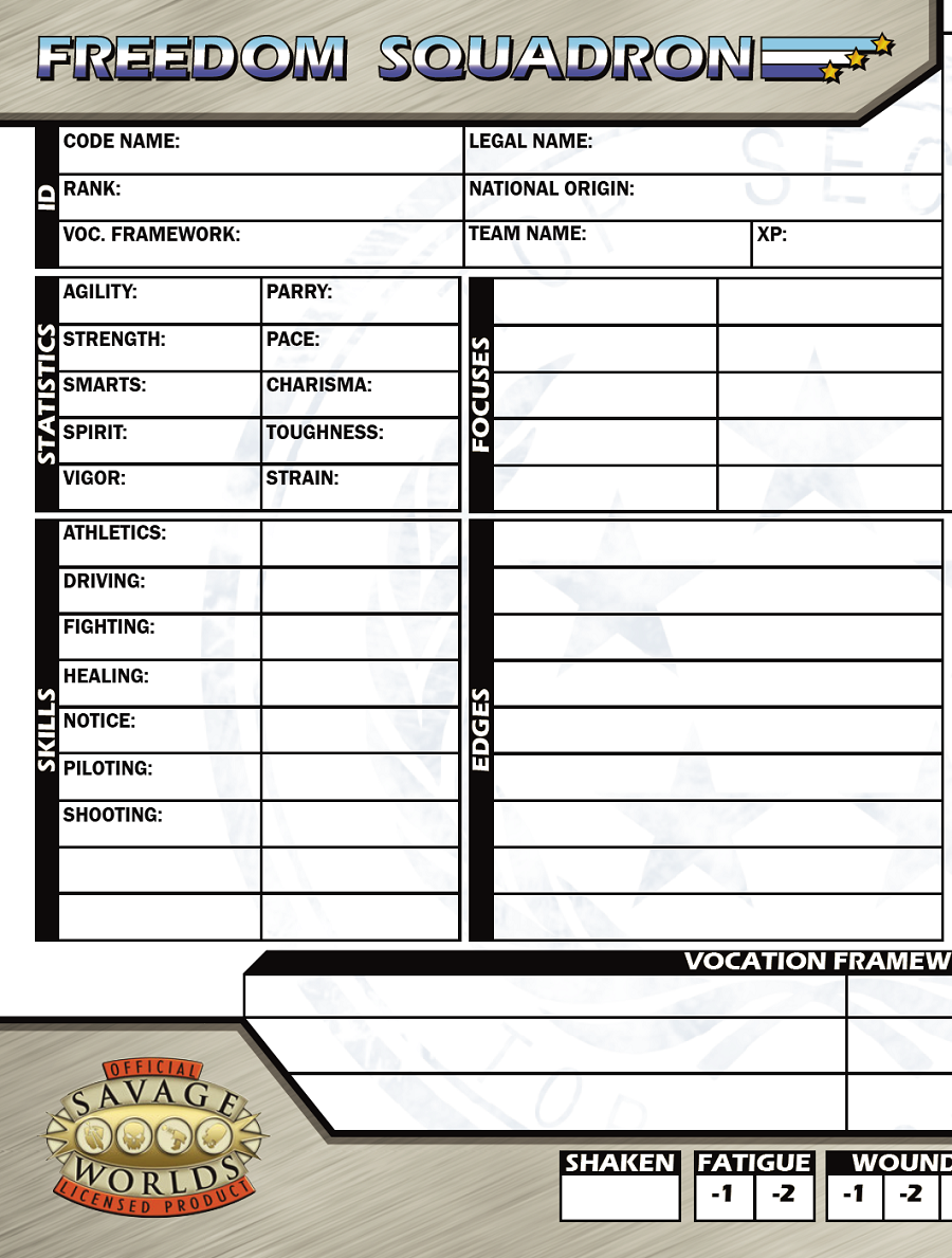 Freedom Squadron Character Sheet - Mobius Worlds Publishing | DriveThruRPG