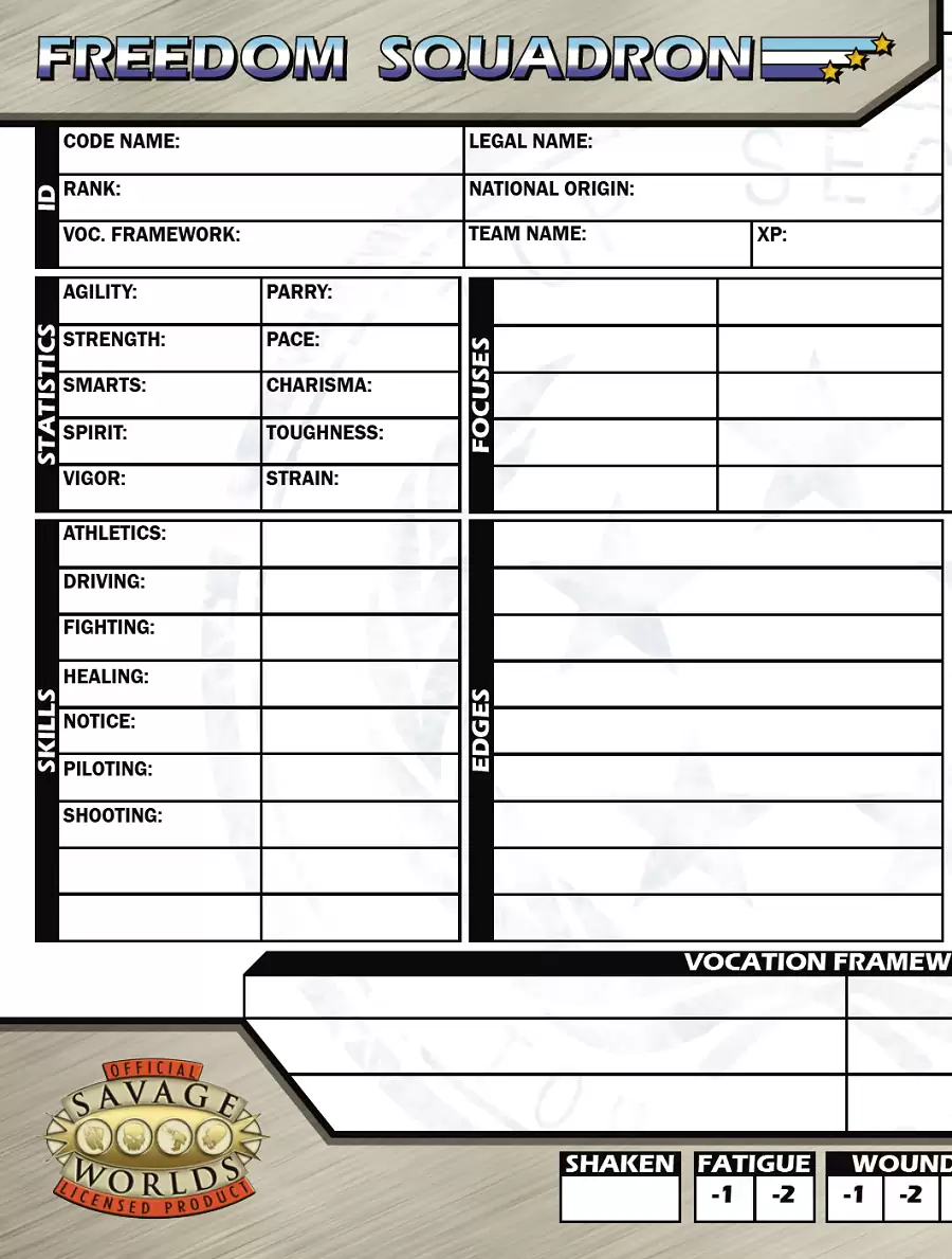 Freedom Squadron Character Sheet - Mobius Worlds Publishing | DriveThruRPG