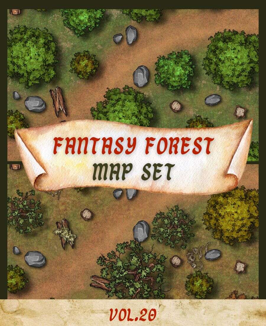 Fantasy Forest Map Set 20 - Brownable | DriveThruRPG