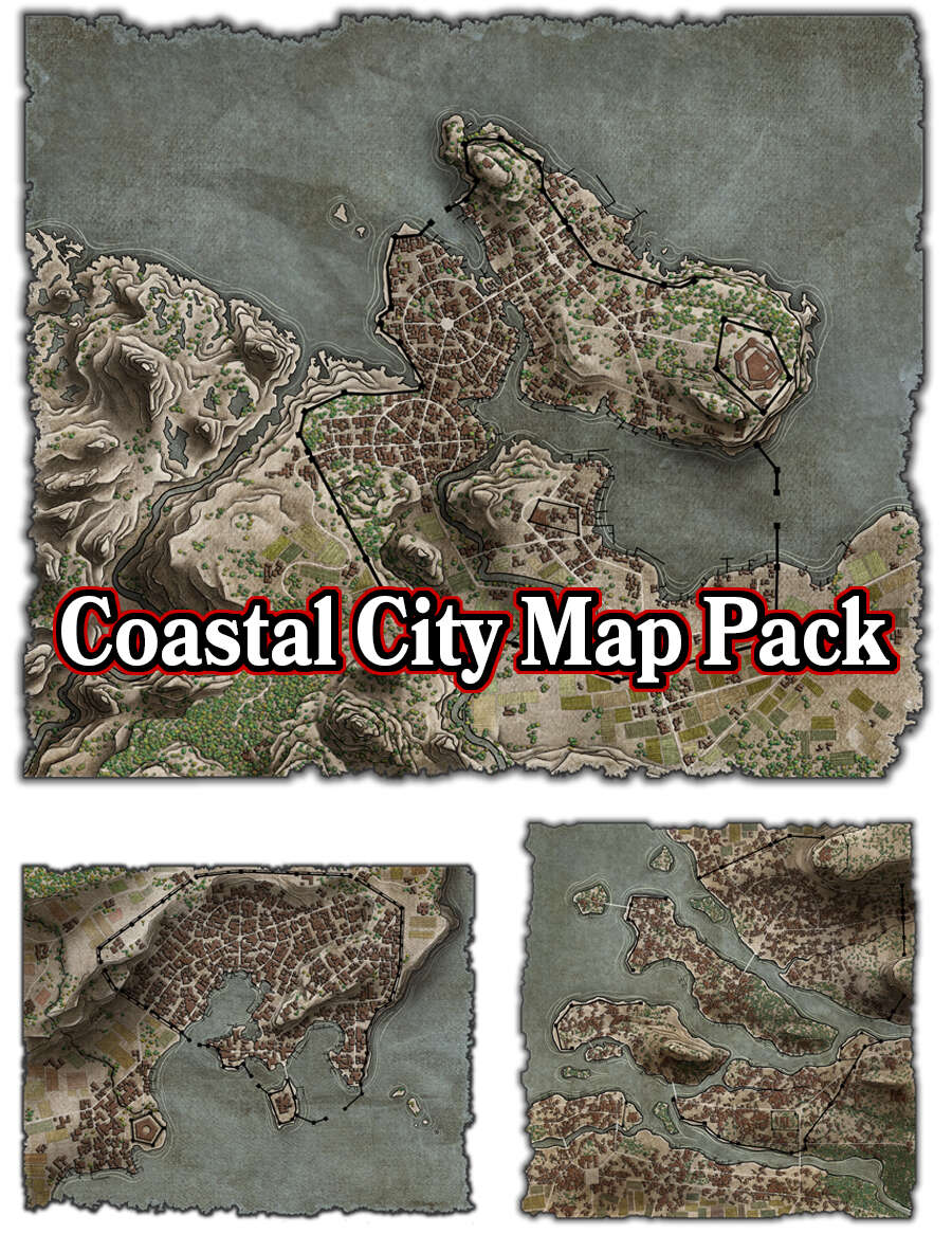 Coastal Cities Map Pack 01 - DC Fantasy Arts | DriveThruRPG