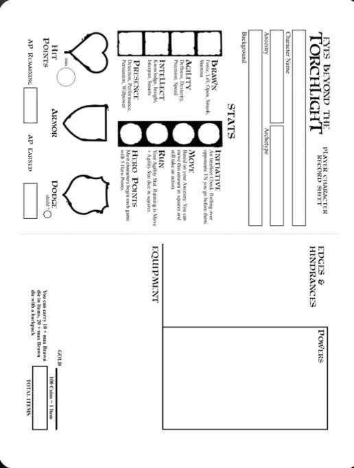 Eyes Beyond the Torchlight Character Sheet (Landscape) - MAX HP ...