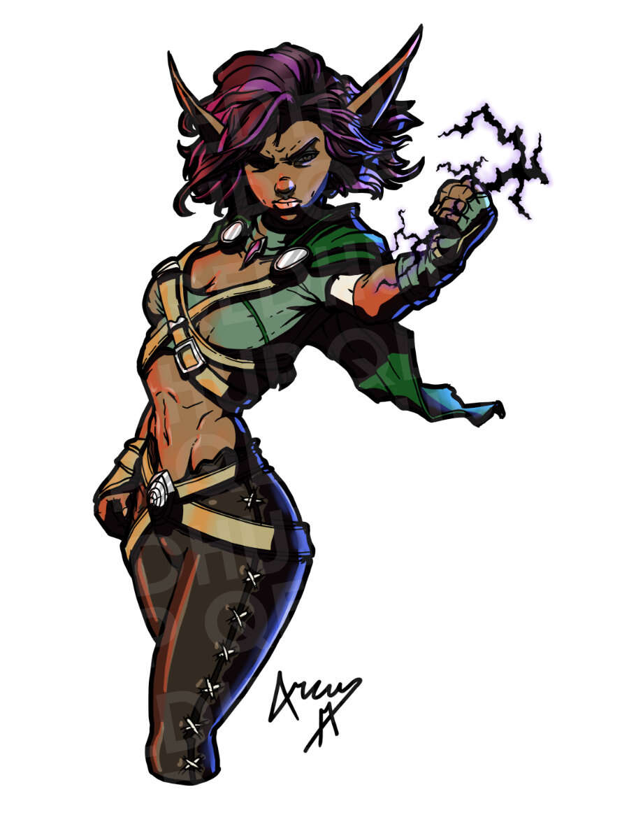 Elf Lightning (Colour) - Qedhup Games | Character Colour Art | DriveThruRPG