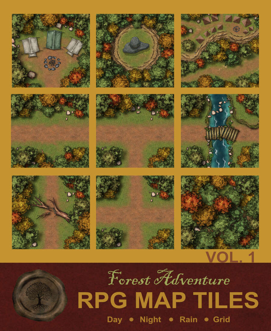Forest Adventure, Rpg Battle Map Tiles Vol.1 - RPG 1411 | DriveThruRPG