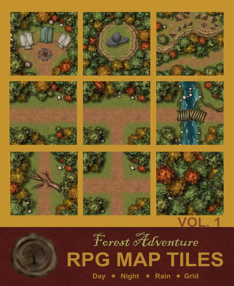 Forest Adventure, Rpg Battle Map Tiles Vol.1 - RPG 1411 | DriveThruRPG