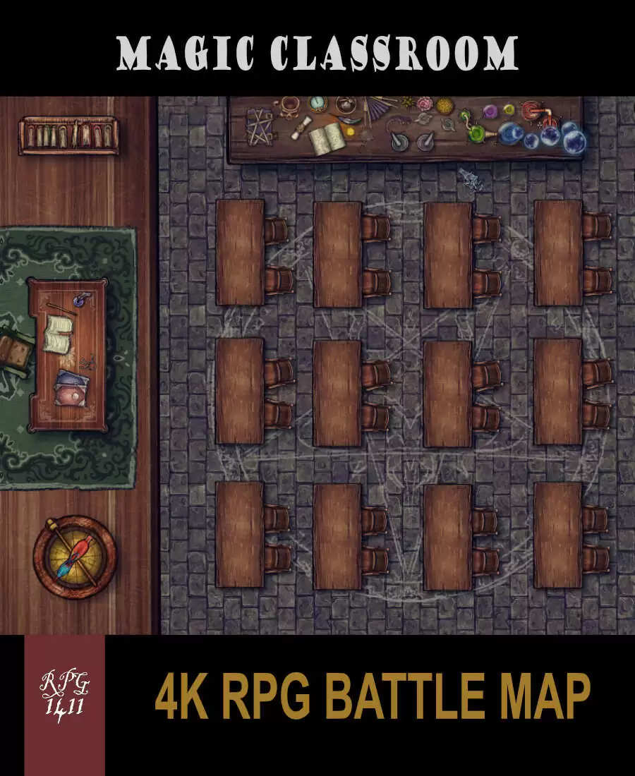 Magic Classroom, RPG Battle Map - RPG 1411 | DriveThruRPG