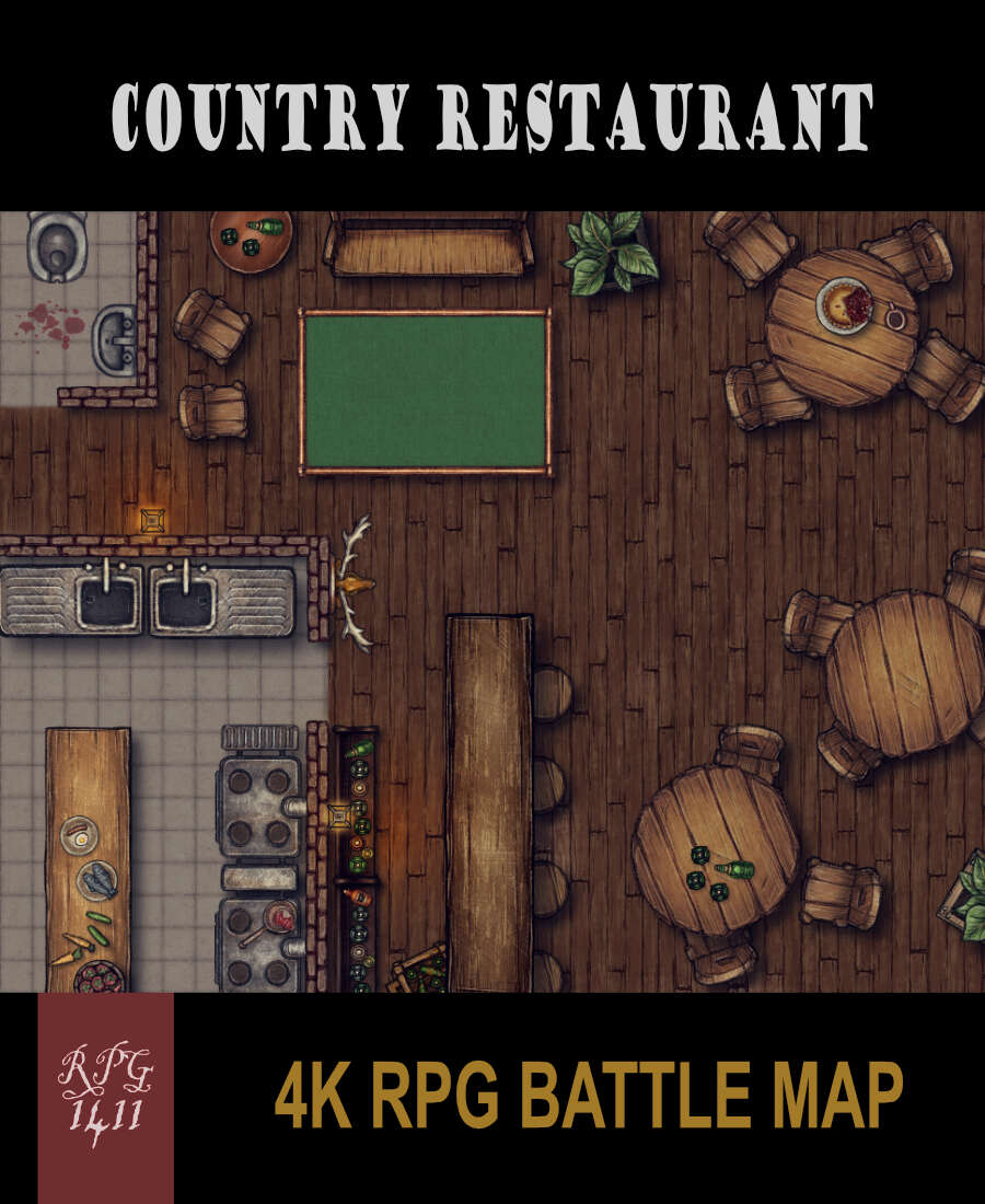 Country Restaurant, RPG Battle Map - RPG 1411 | DriveThruRPG