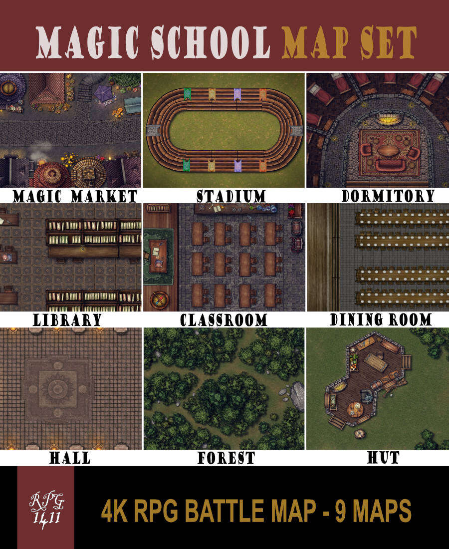 Magic School, RPG Battle Map Set - RPG 1411 | DriveThruRPG