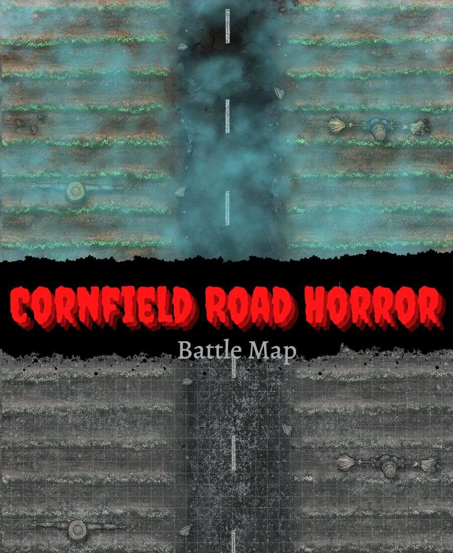 Cornfield Road Horror Battle Map - Adammapster | DriveThruRPG
