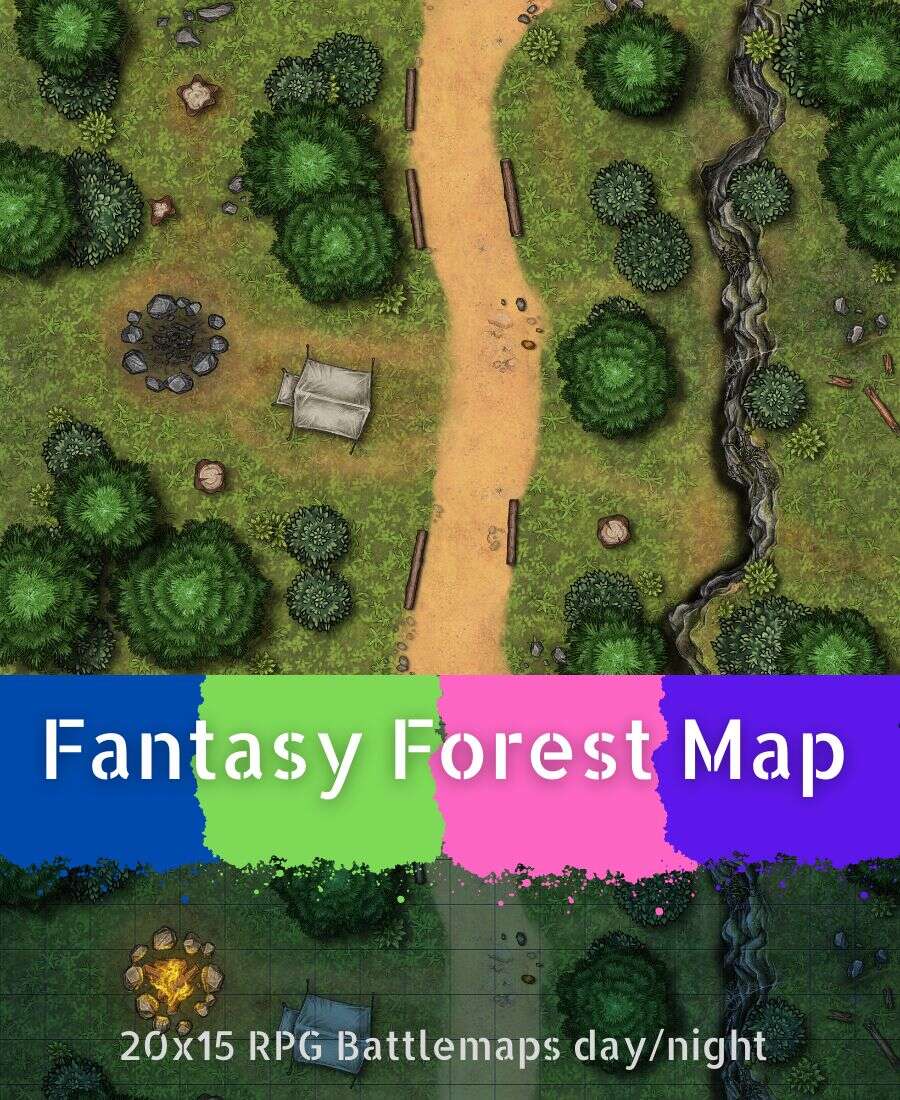 Fantasy Forest Map - RPG Battlemaps - Adammapster | DriveThruRPG