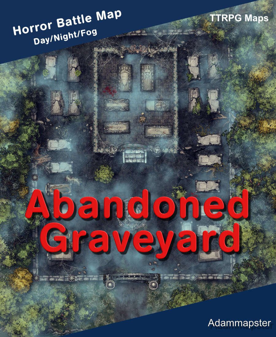 Abandoned Graveyard Horror Battle Map - Adammapster | DriveThruRPG
