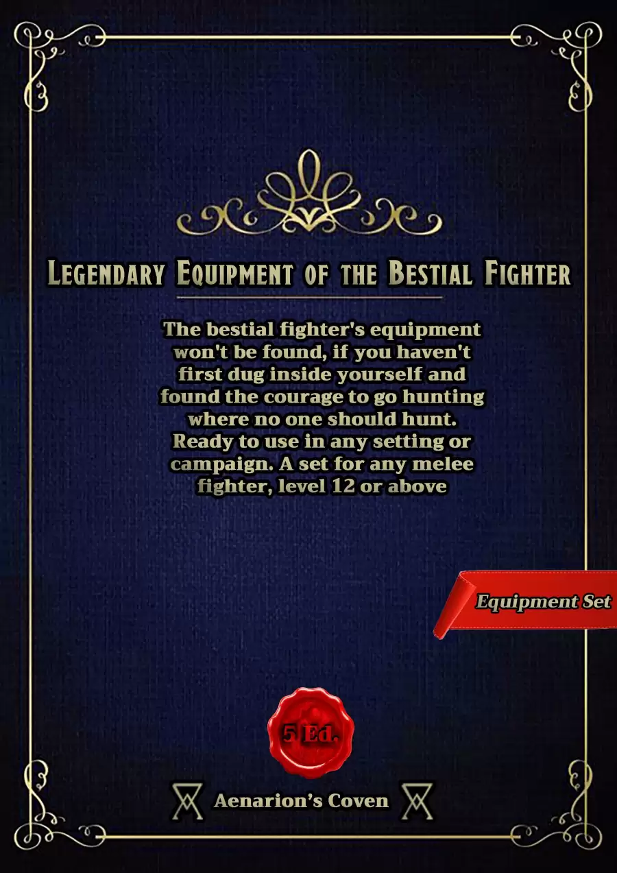 Legendary Equipment of the Bestial Fighter - Melee fighter Equipment ...