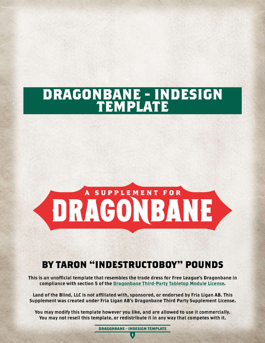 Adobe InDesign Template | Dragonbane - Land of the Blind | DriveThruRPG