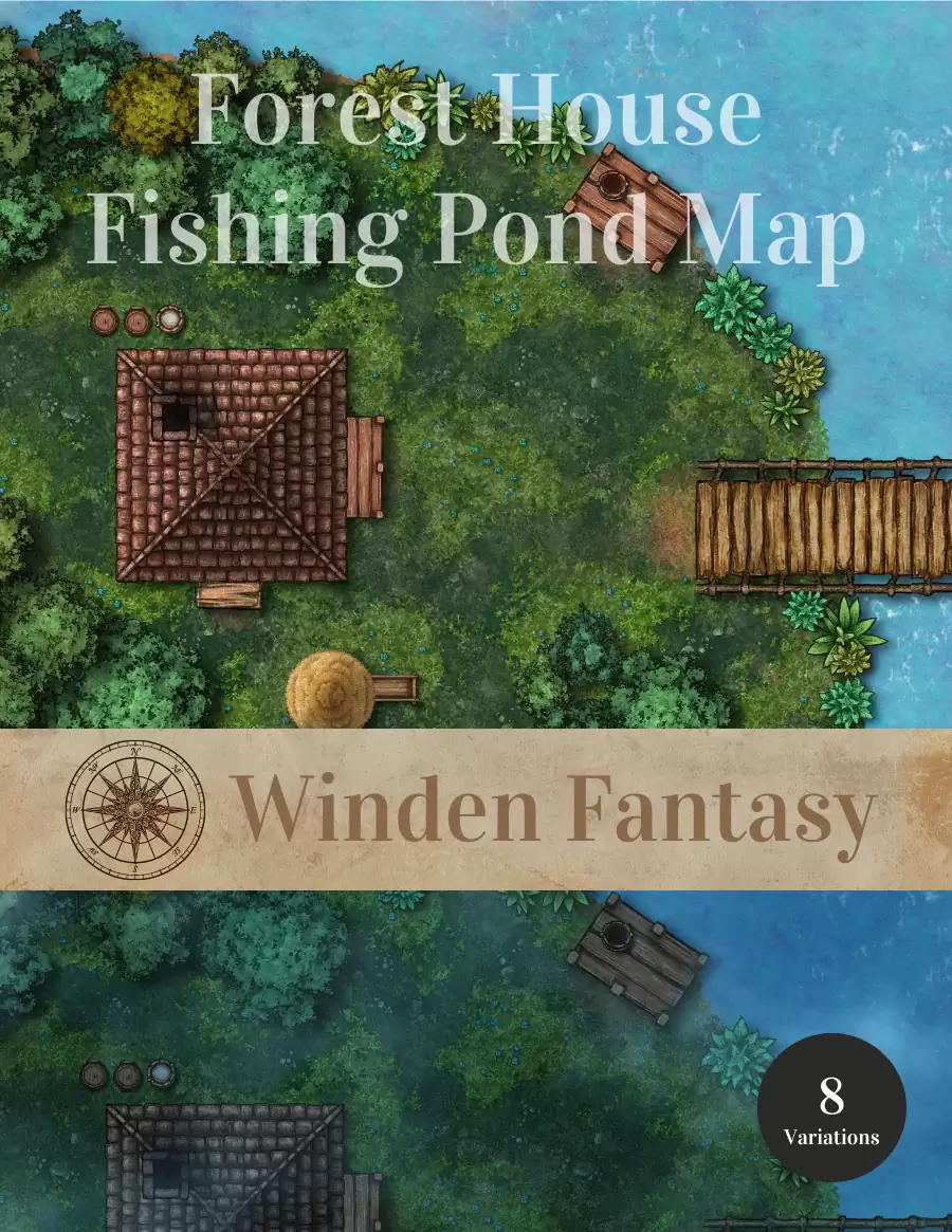 Forest House with Fishing Pond Map Pack - Winden Fantasy | DriveThruRPG