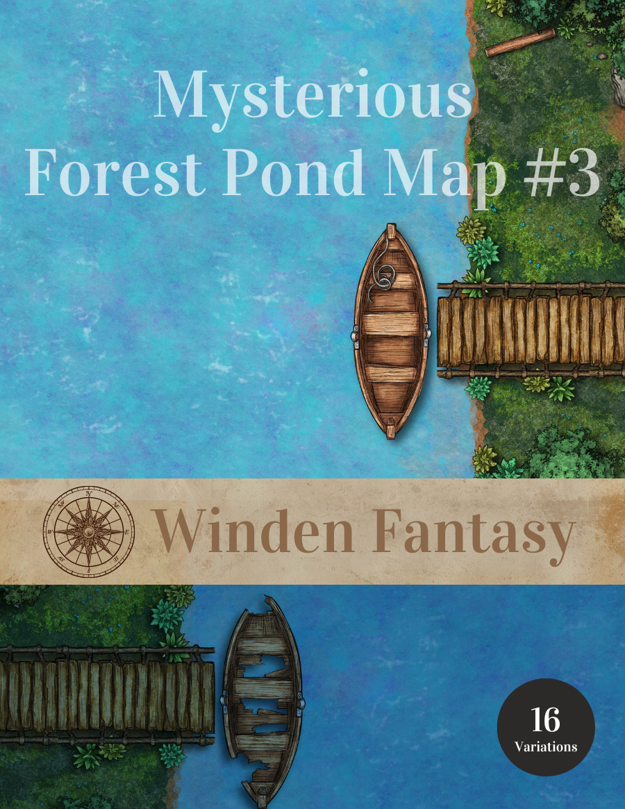Mysterious Forest Pond with Bridge and Boat Map #3 - Winden Fantasy ...