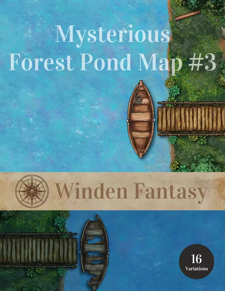 Mysterious Forest Pond with Bridge and Boat Map #3 - Winden Fantasy ...