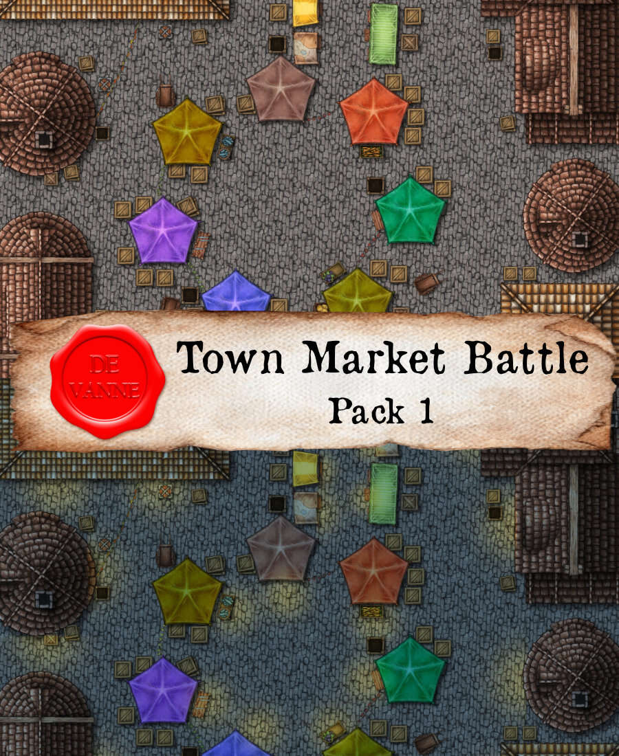 Battle Map - Town Market Map Pack 1 - De Venne | DriveThruRPG