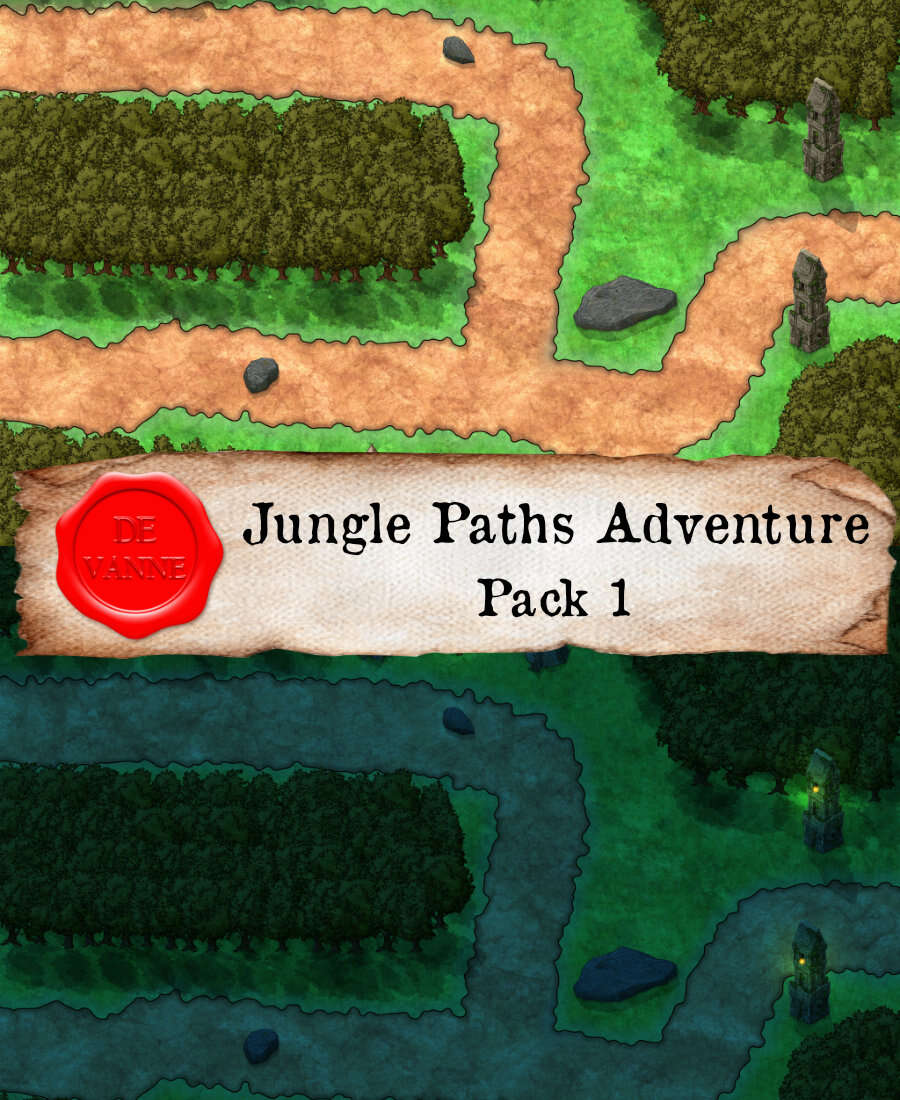 Battle Map - Jungle Paths Adventure Map Pack 1 - De Venne | DriveThruRPG