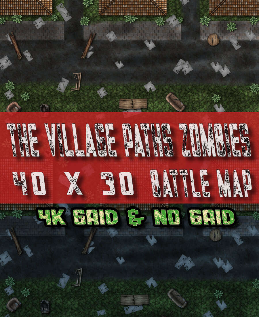 Battle Map - The Village Paths Zombies Map Pack - De Venne | DriveThruRPG