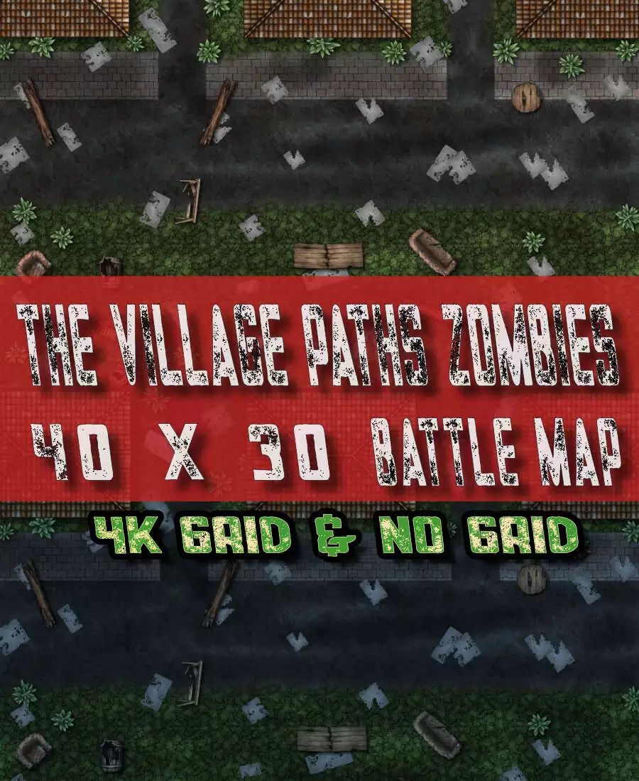 Battle Map - The Village Paths Zombies Map Pack - De Venne | DriveThruRPG