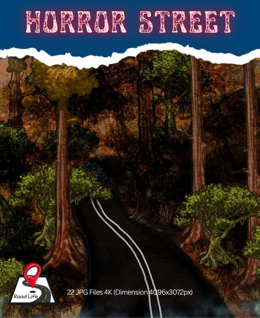 Road Life - Horror Street - Road Through The Dark Forest Battle Map ...