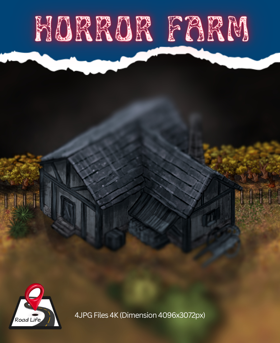 Road Life - Farm House of Horror Battle Map - Halloween House - Road ...